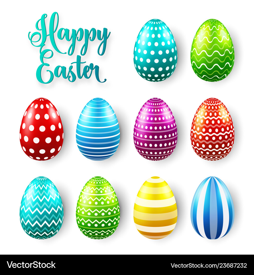 Easter eggs colored set spring holidays in april Vector Image