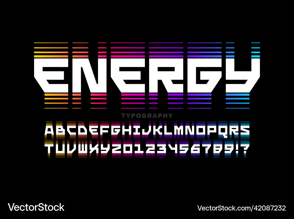 Energy style font Royalty Free Vector Image - VectorStock