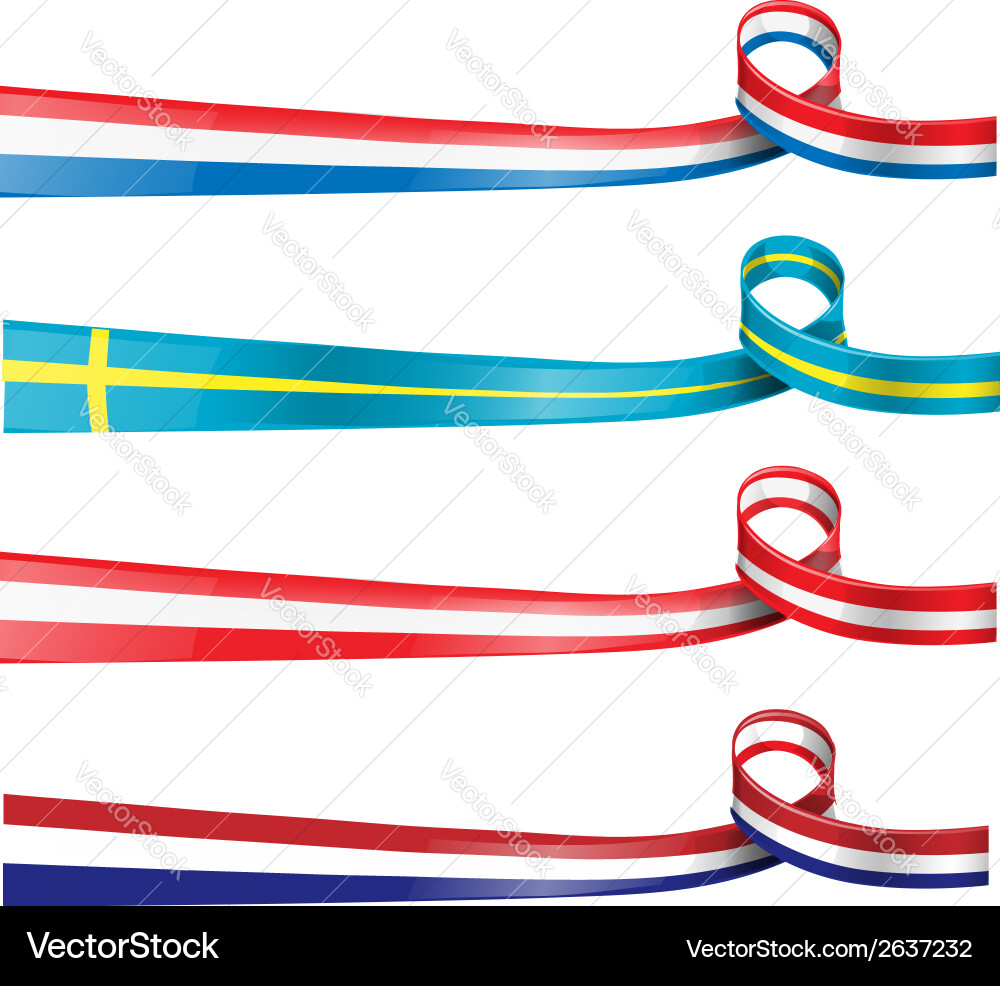 European flag ribbon set Royalty Free Vector Image