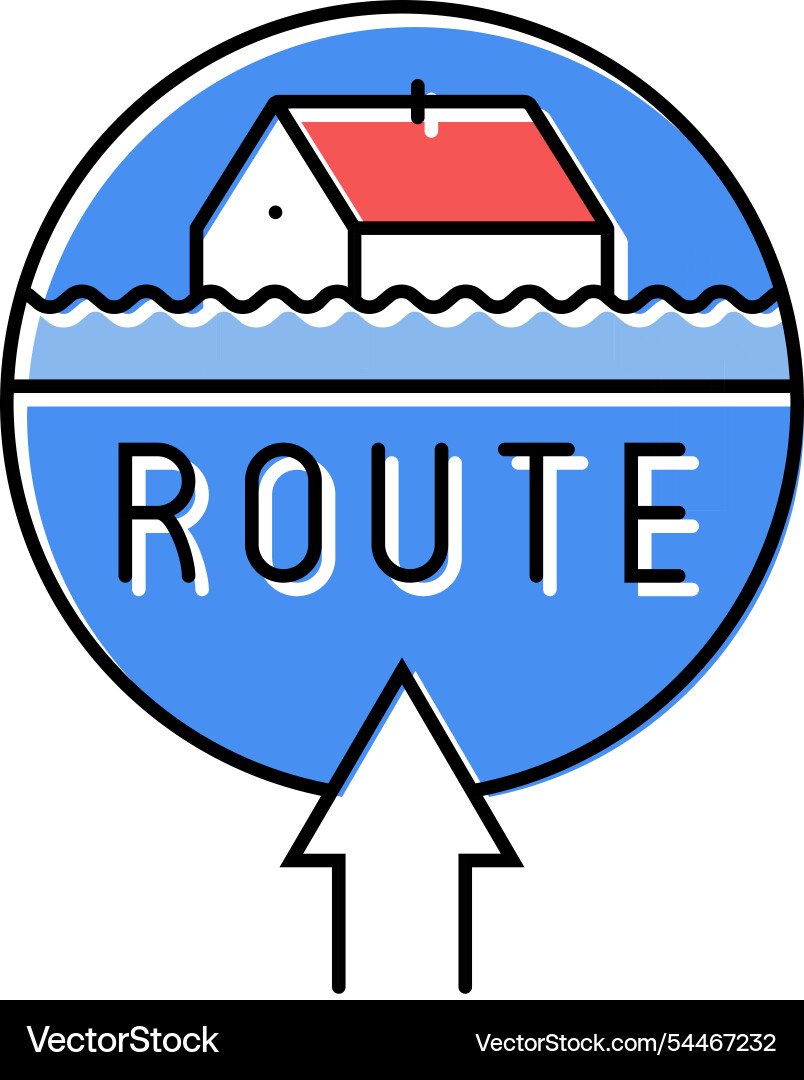 Evacuation route disaster color icon Royalty Free Vector