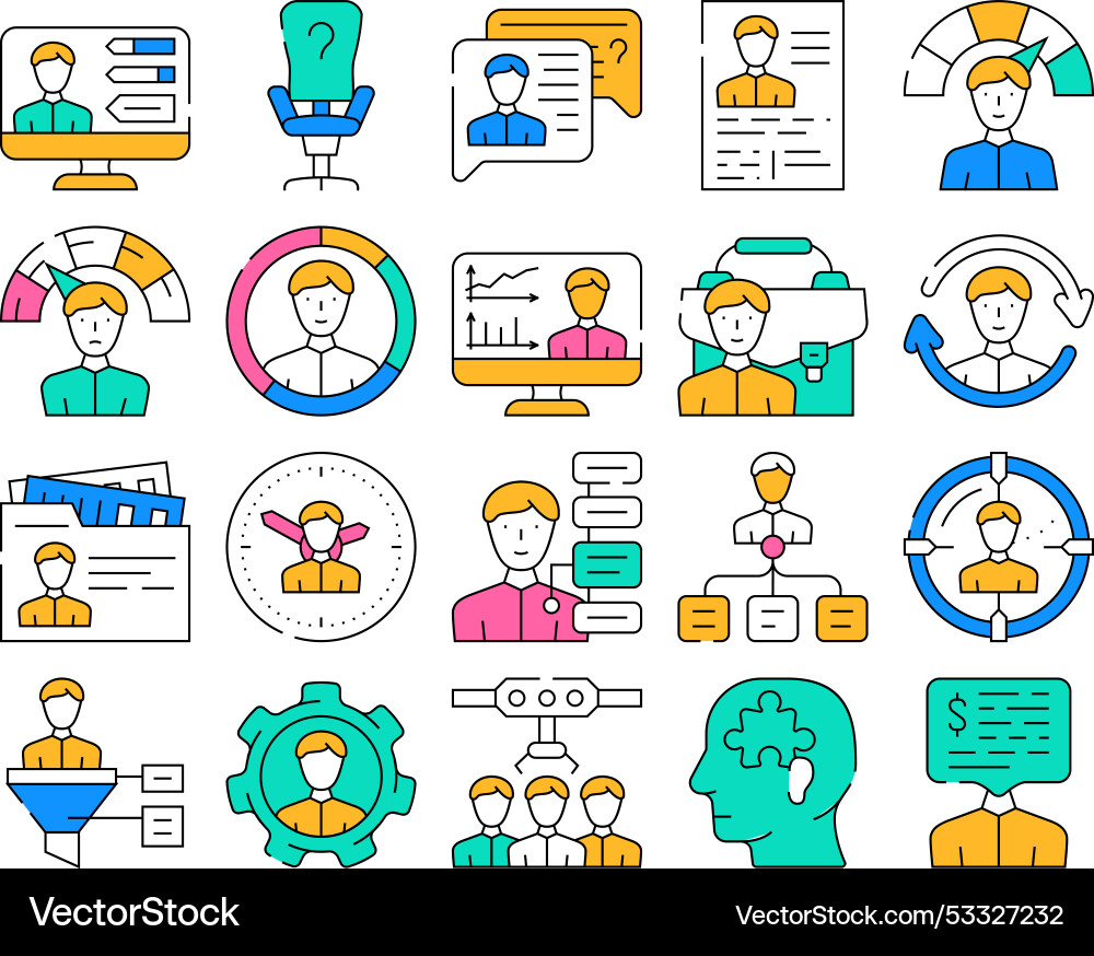 Human resources hr department icons set Royalty Free Vector