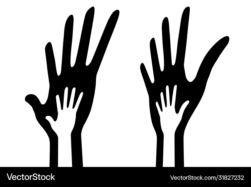 Icon big hand and small in perspective Royalty Free Vector