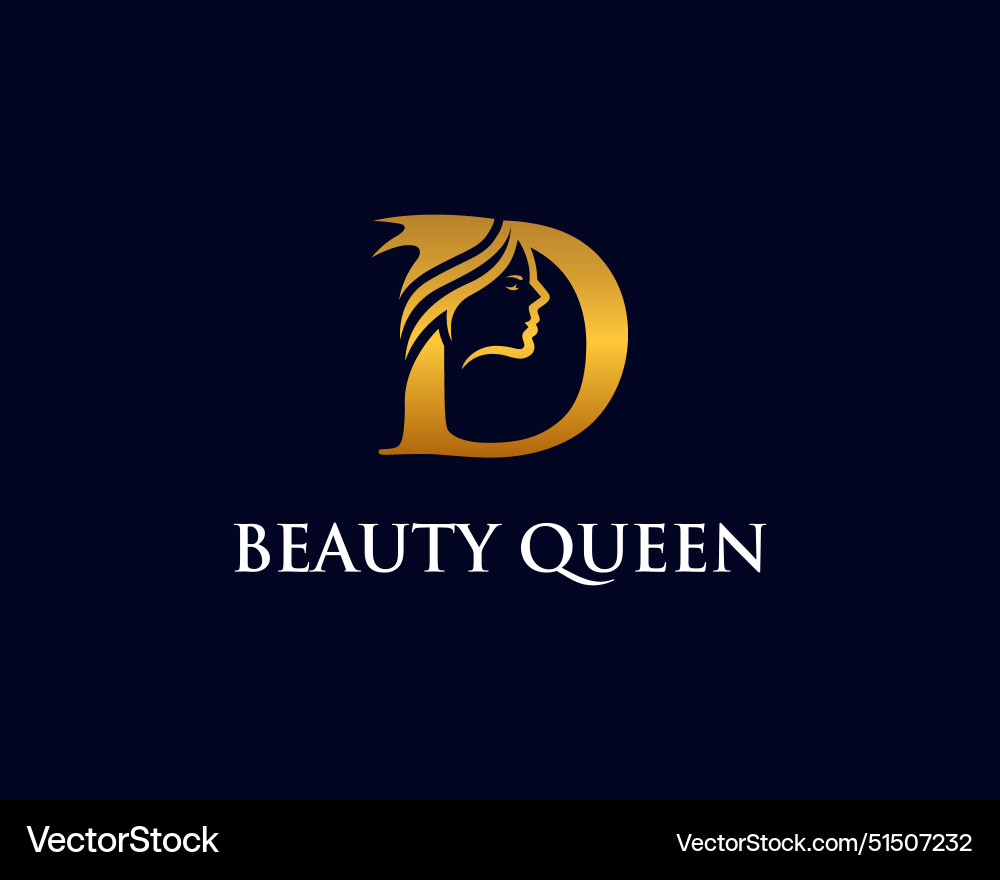 Letter d luxury beauty queen logo design Vector Image