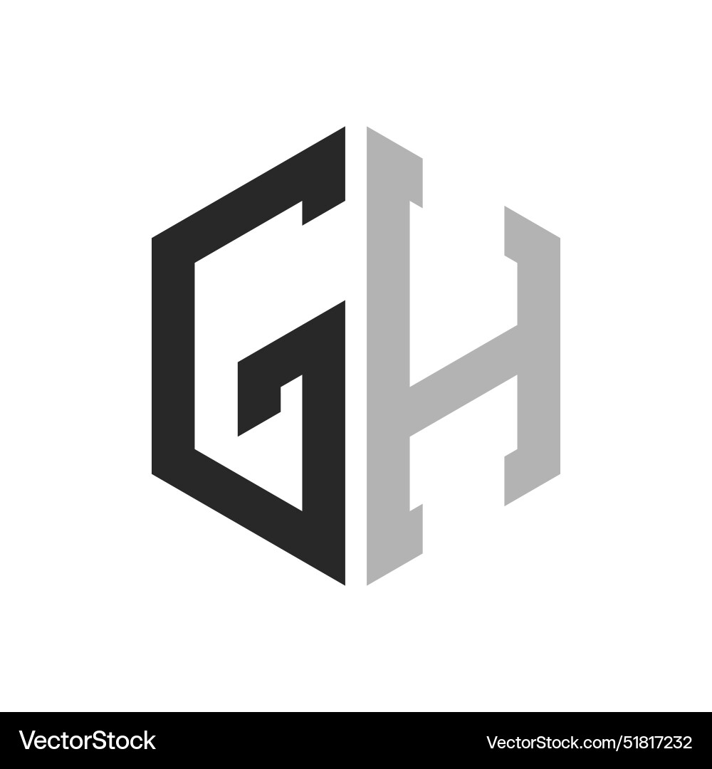 Modern unique hexagon letter gh logo design Vector Image