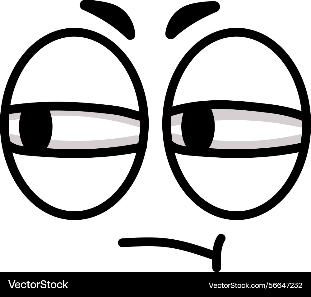 Simple and funny cartoon face showing distrust Vector Image