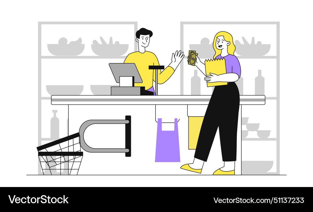 Cash payment in store simple Royalty Free Vector Image