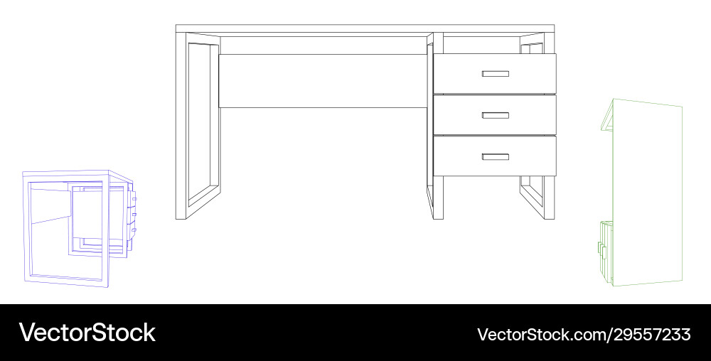 Empty office desk outline Royalty Free Vector Image