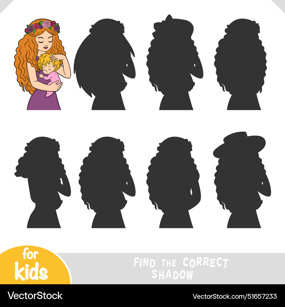 Find the correct shadow education game for kids Vector Image