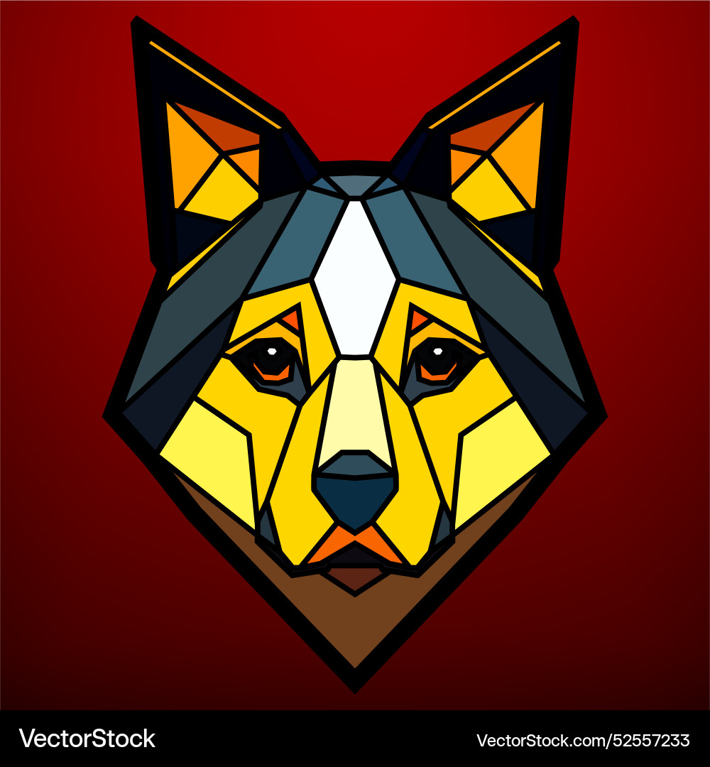 Geometric dog head on a red background Royalty Free Vector