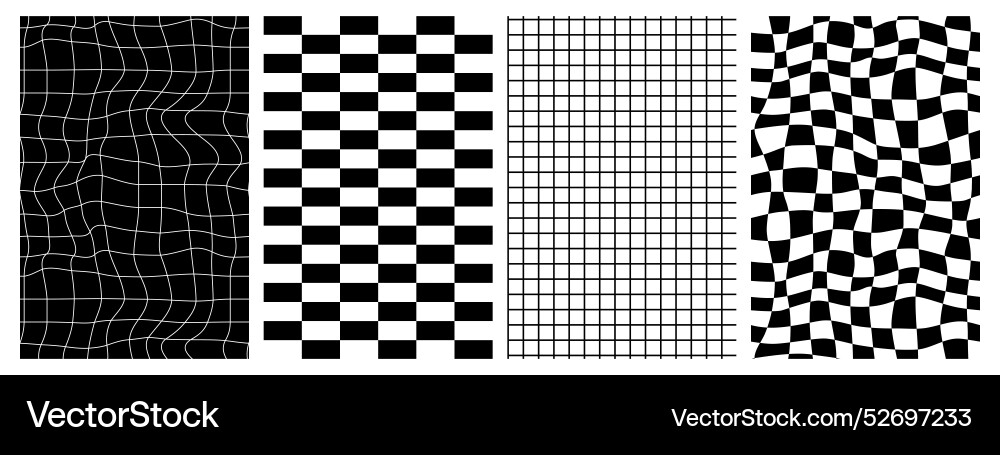 Groovy checkered patterns Royalty Free Vector Image
