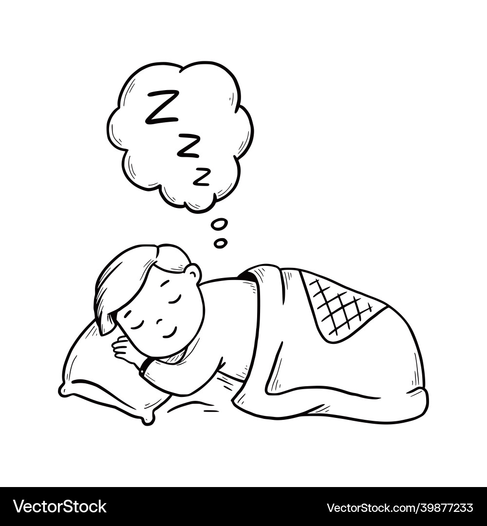 Hand drawn sleep kid boy Royalty Free Vector Image
