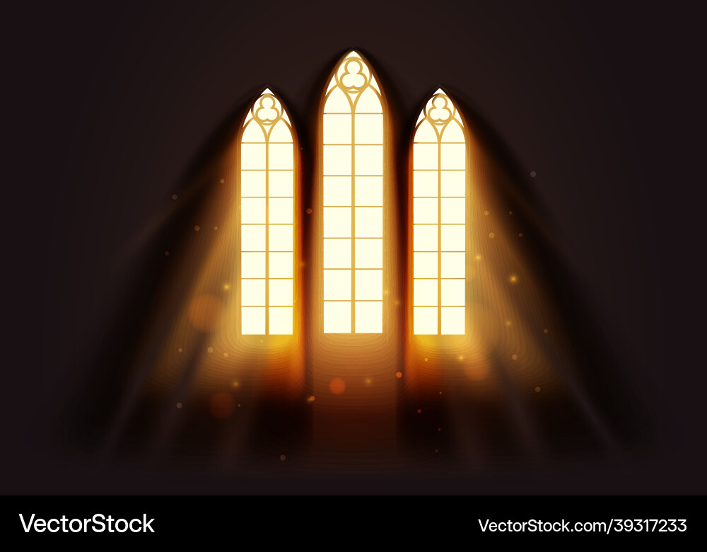 Light flows into church window Royalty Free Vector Image