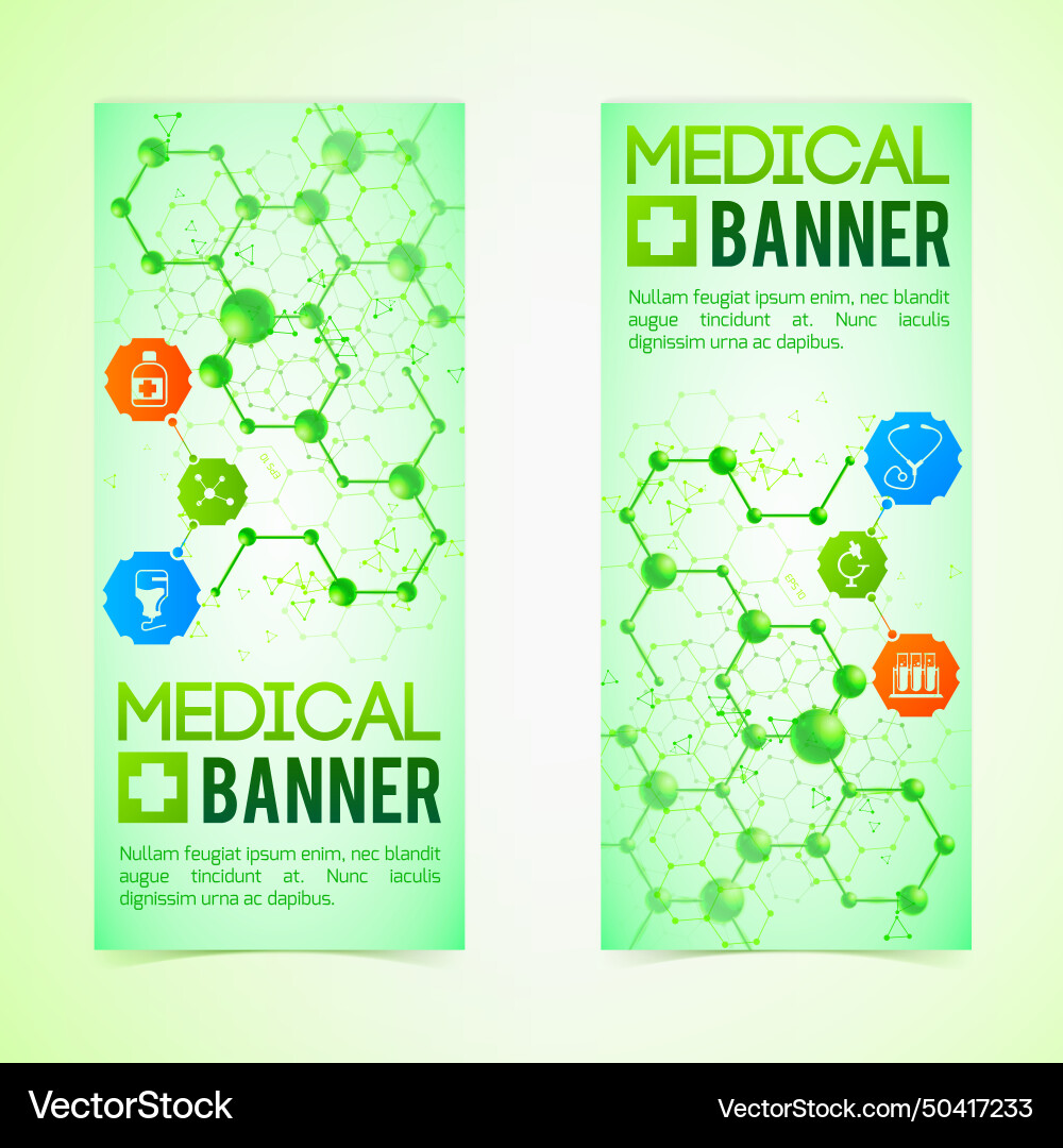 Medicine and diagnosis banners set Royalty Free Vector Image
