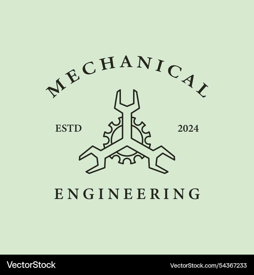 Minimalist key logo engineering mechanic tool Vector Image