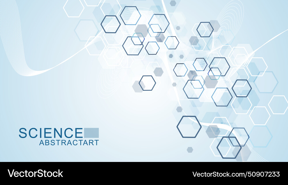 Modern scientific background with hexagons lines Vector Image