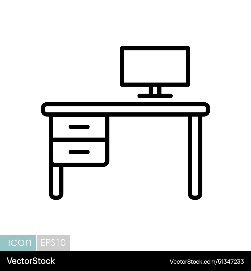 Office desk icon table sign Royalty Free Vector Image