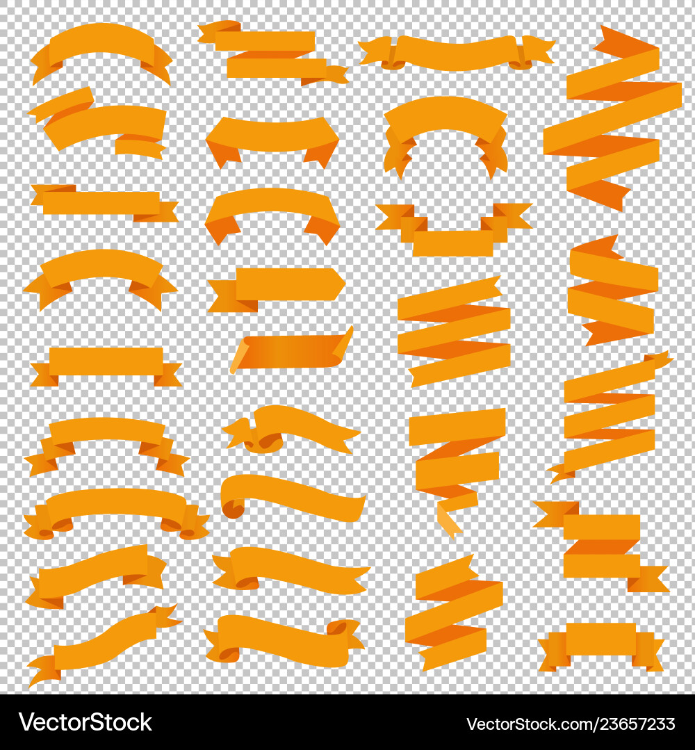 Orange web ribbon big set transparent background Vector Image