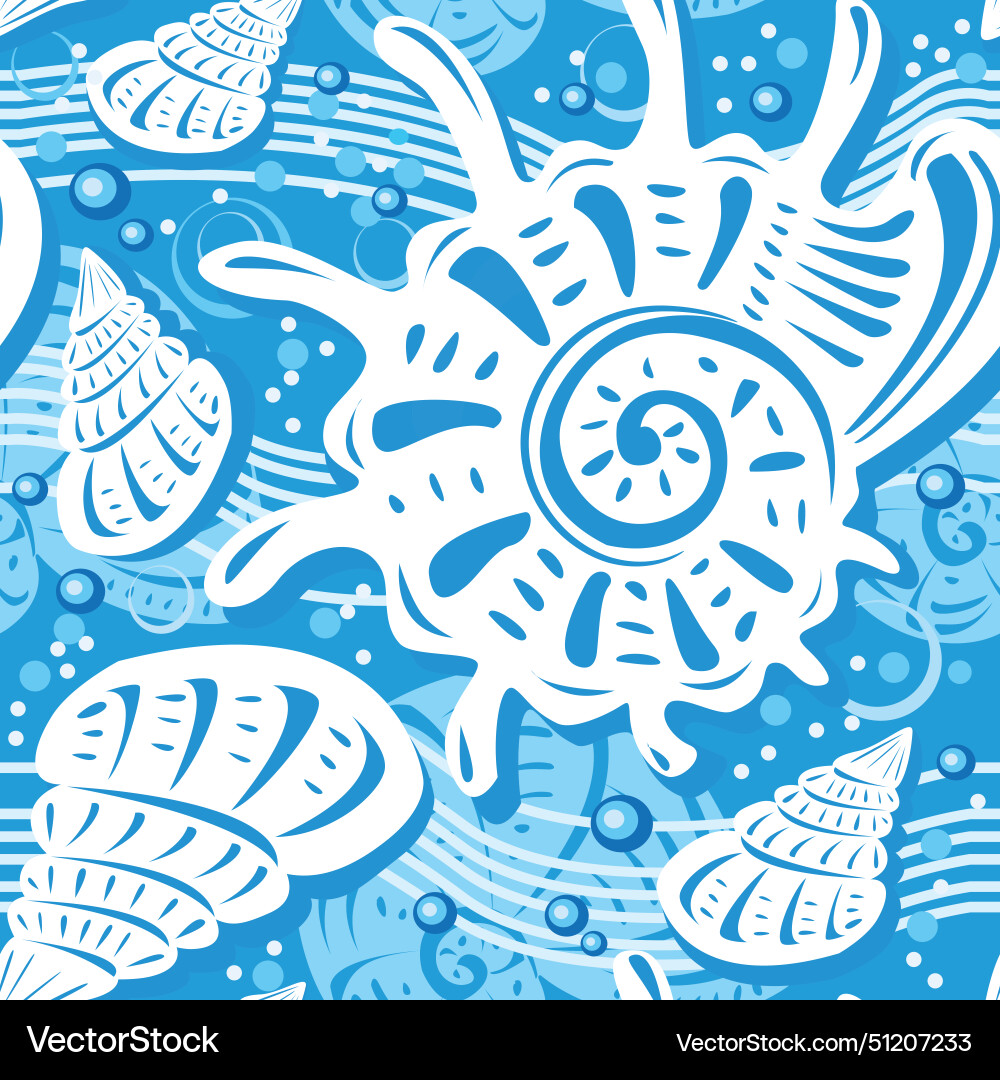 Seamless shell pattern beach motives Royalty Free Vector