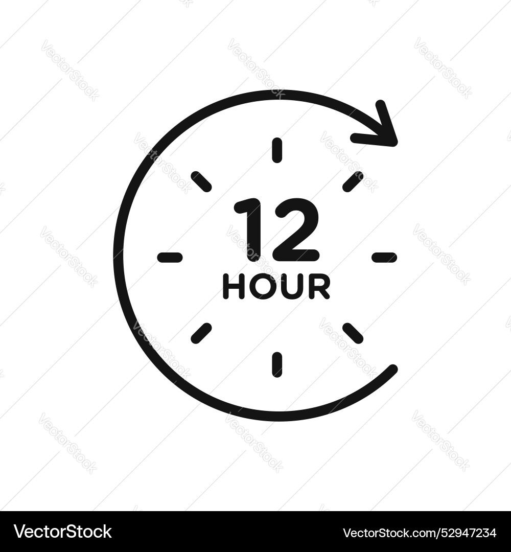 12 hours clock icon symbol on white background Vector Image