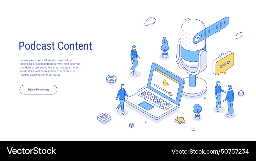 Audio devices for interesting podcast content Vector Image