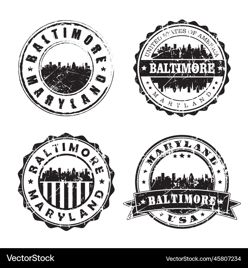 Baltimore maryland stamp skyline postmark Vector Image