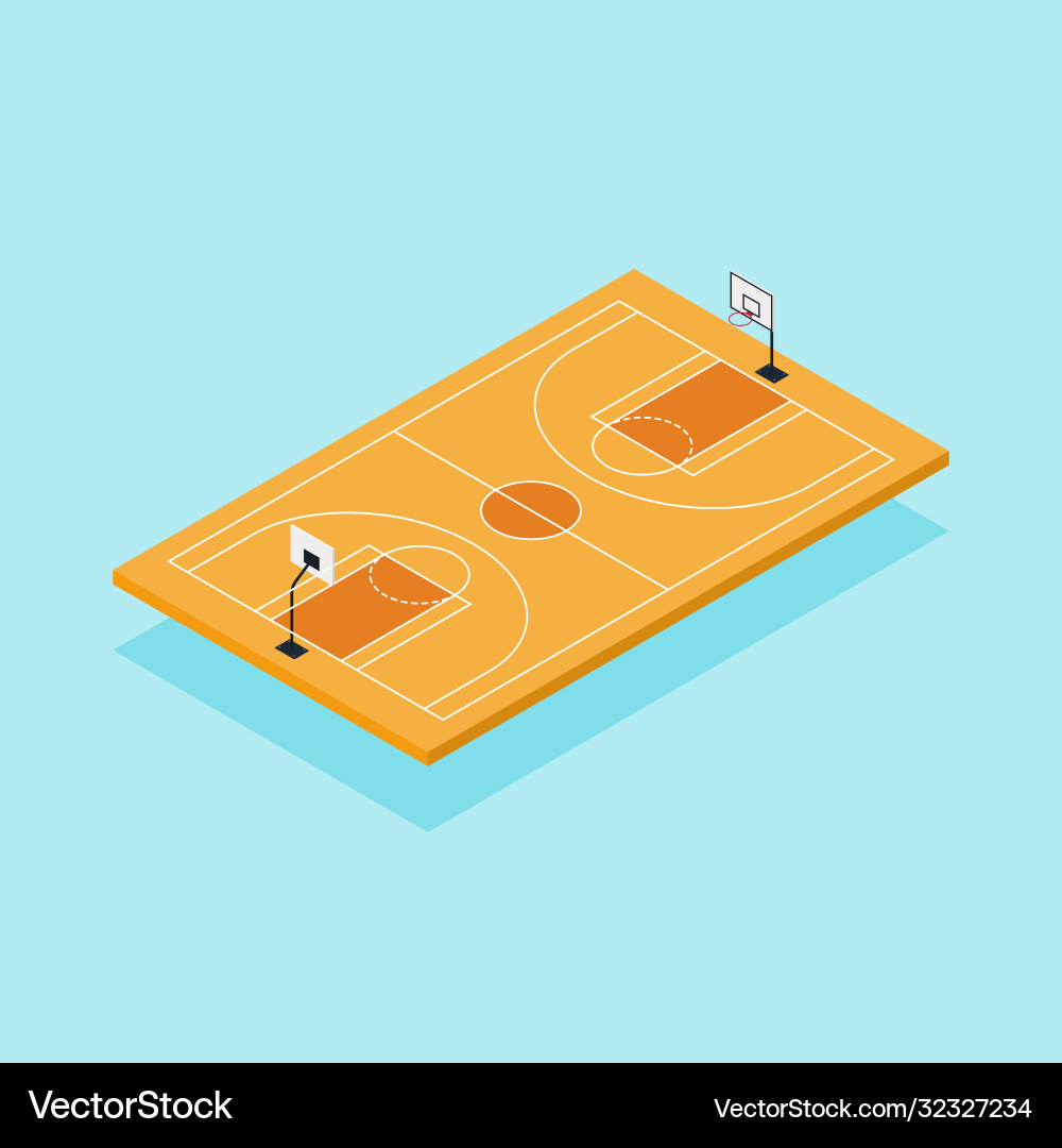 Basketball court isometric flat design Royalty Free Vector