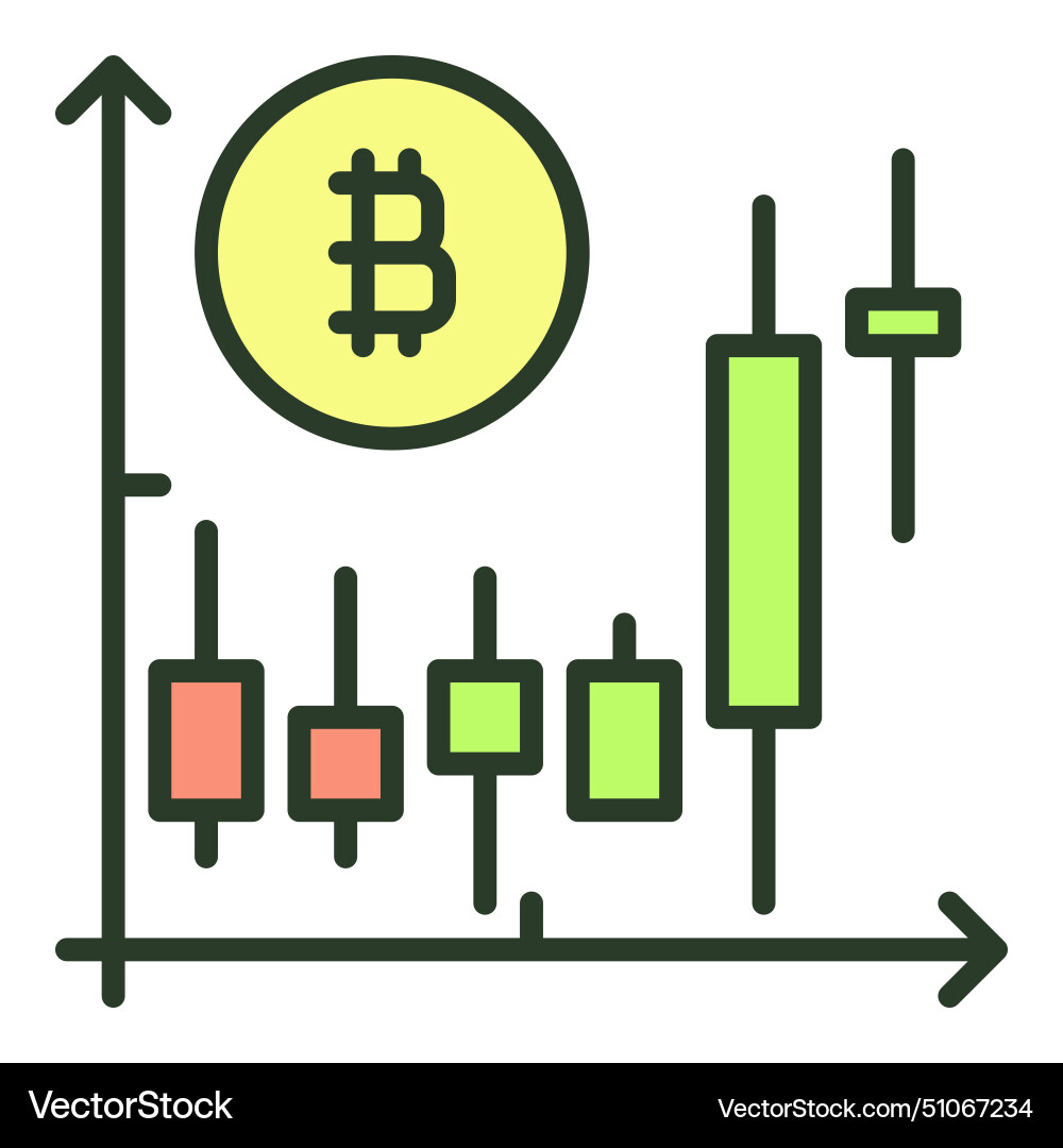 Bitcoin trading cryptocurrency trade colored icon Vector Image