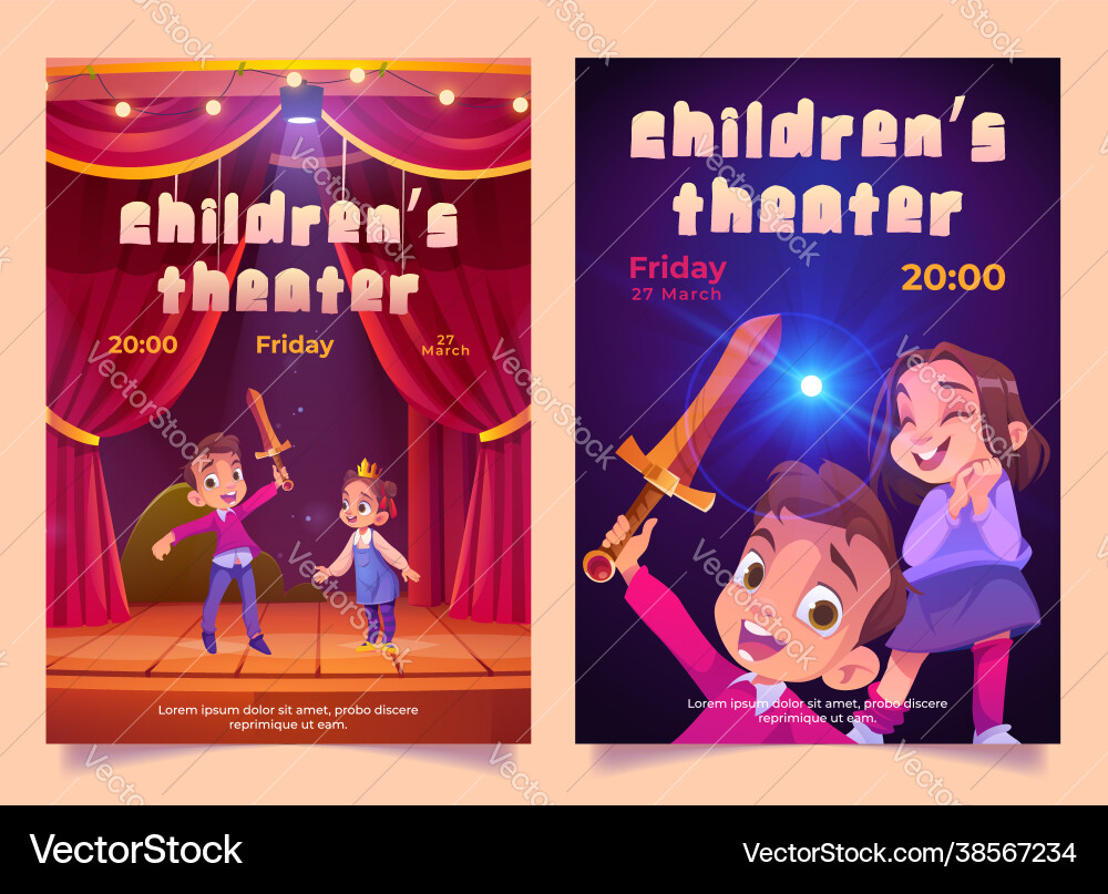 Kids Theater Performance Poster Royalty Free Vector Image