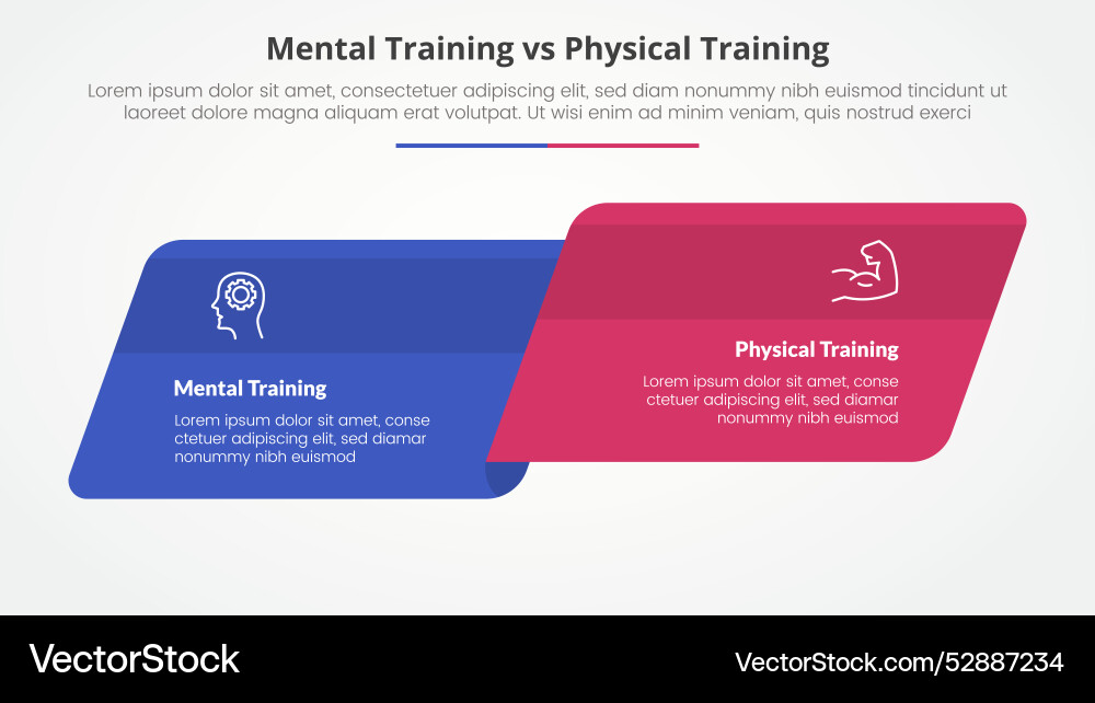 Mental vs physical training comparison opposite Vector Image