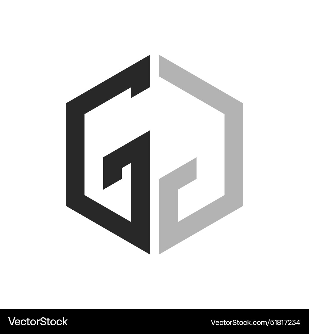 Modern unique hexagon letter gj logo design Vector Image