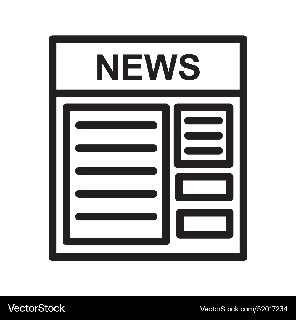Newspaper icon black line art Royalty Free Vector Image