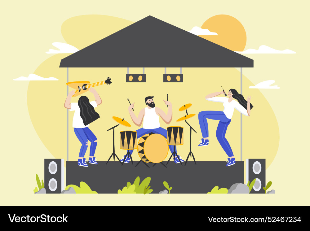 Open air concert concept Royalty Free Vector Image