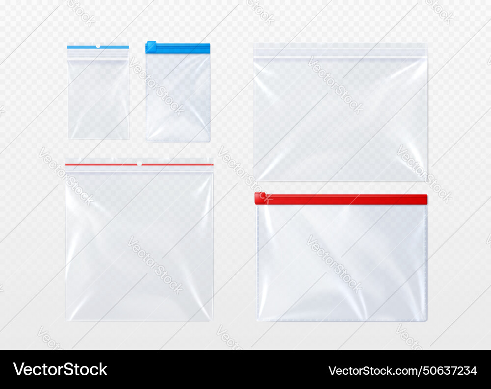 Plastic bag with zip locker mockup Royalty Free Vector Image
