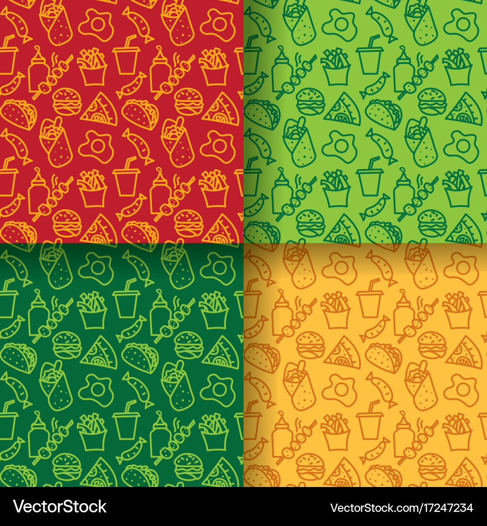 Street food seamless patterns Royalty Free Vector Image