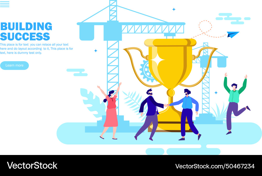Team building success with trophy Royalty Free Vector Image