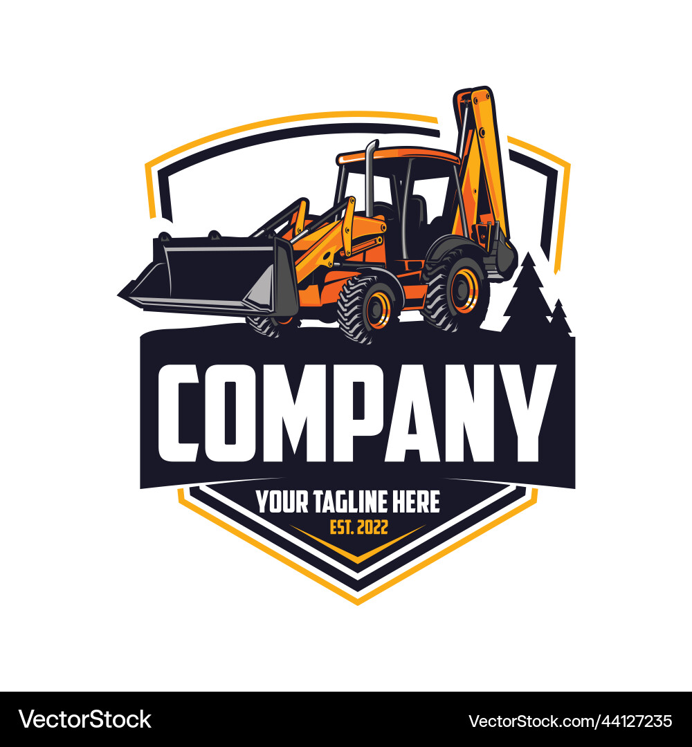 Backhoe loaders logo tractor with bucket Vector Image