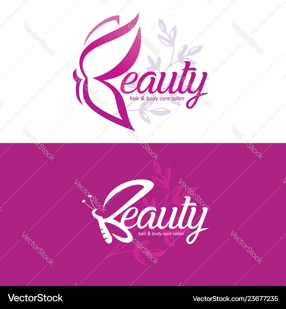 Beauty logo template with butterfly stylized Vector Image