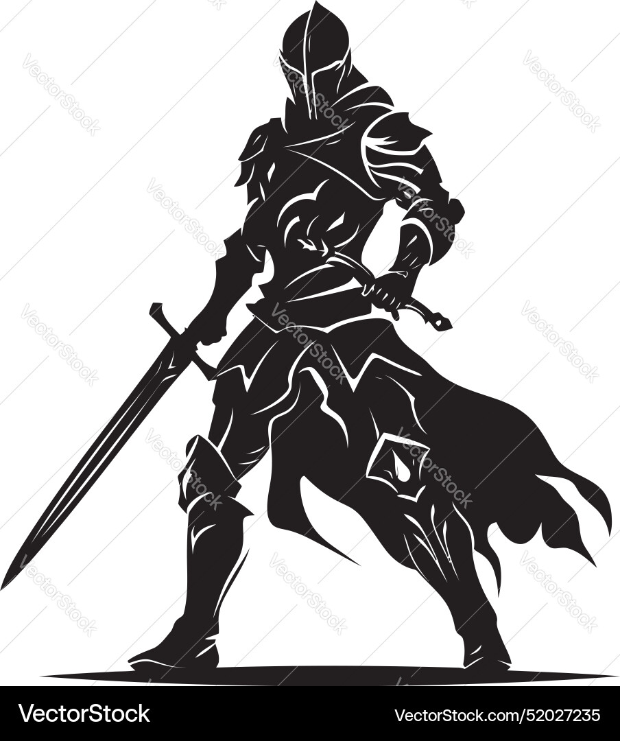 Courageous knight black logo design Royalty Free Vector