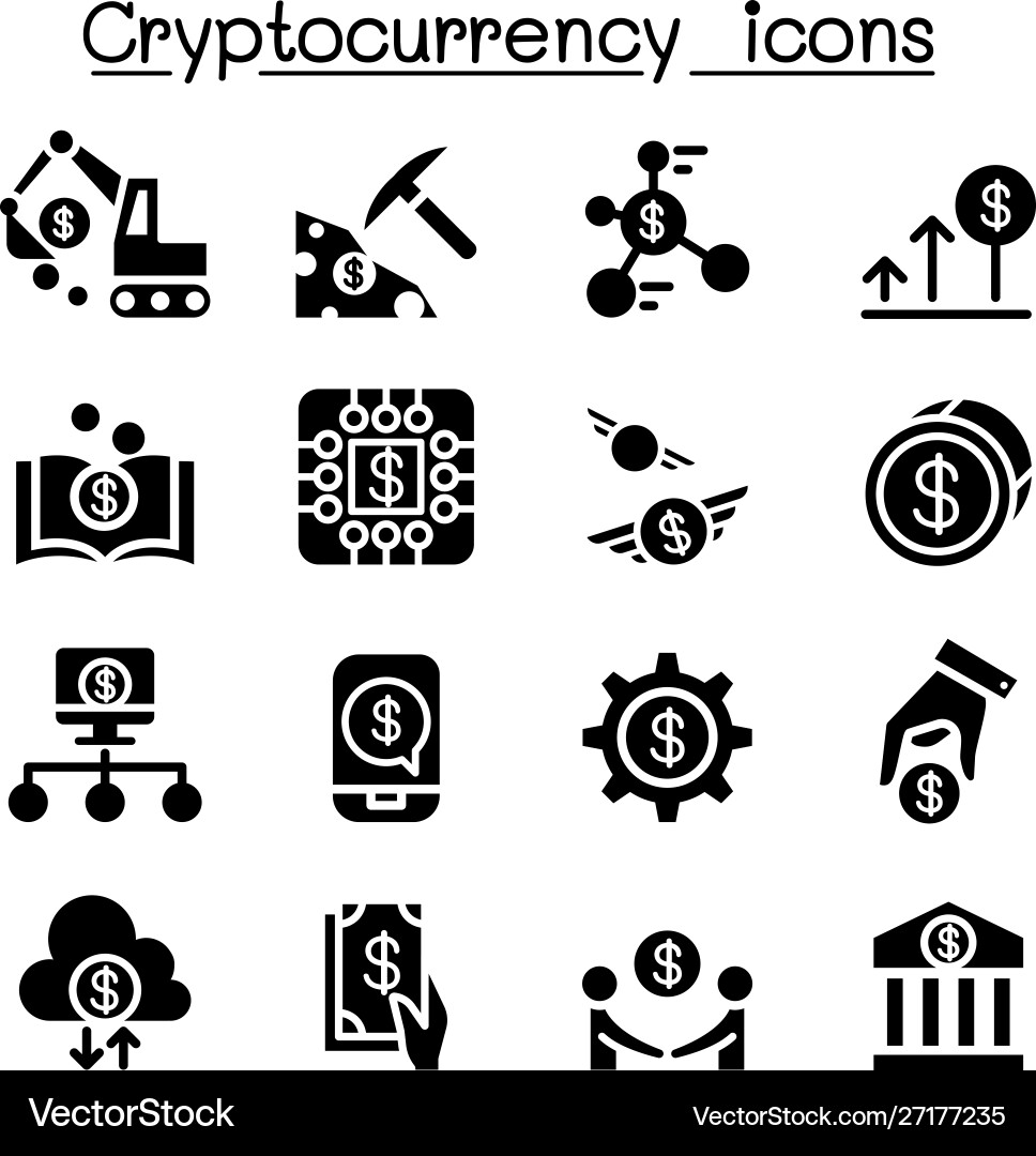 Cryptocurrency icon set Royalty Free Vector Image