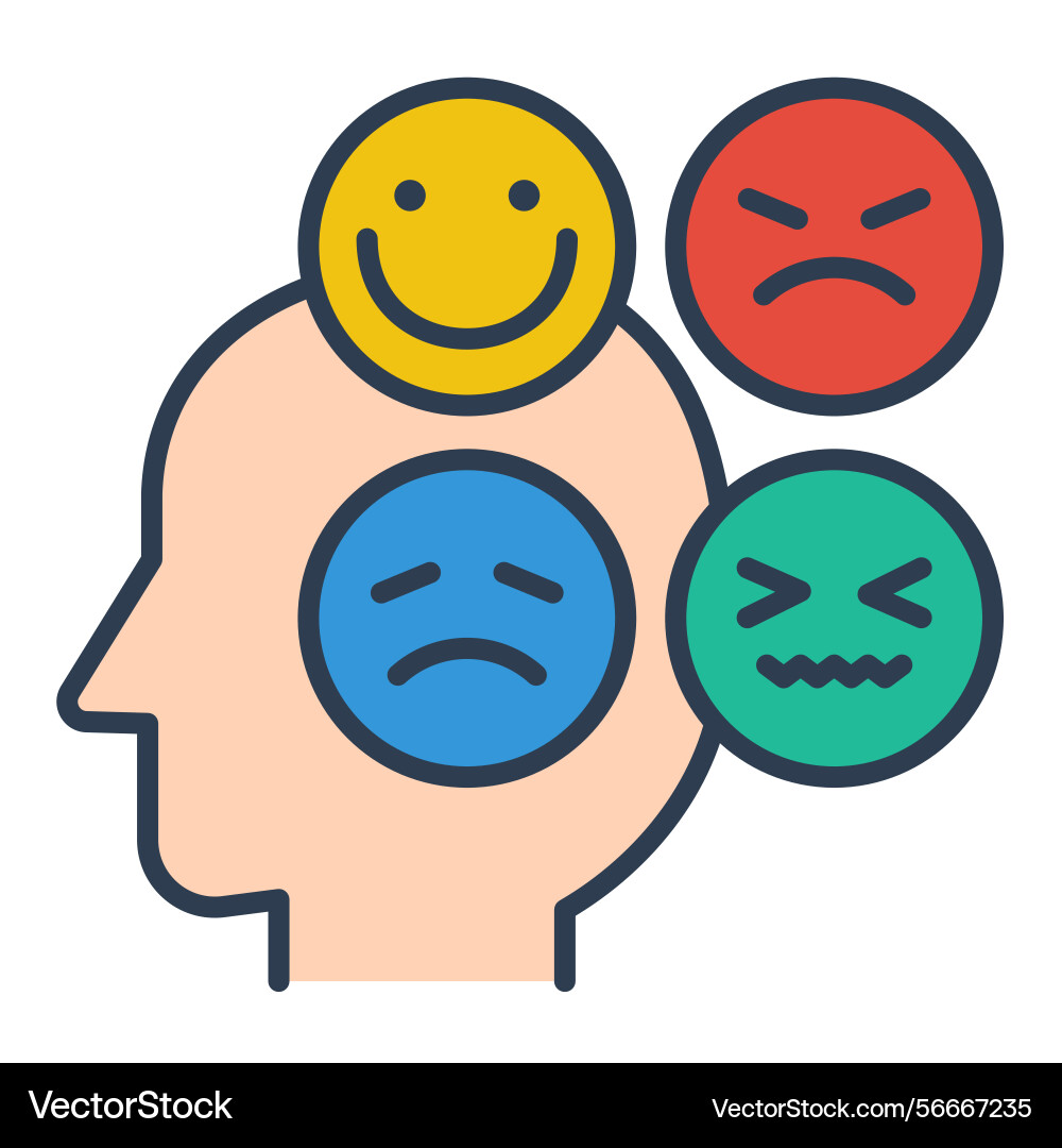Emotion regulation flat icon featuring a human Vector Image