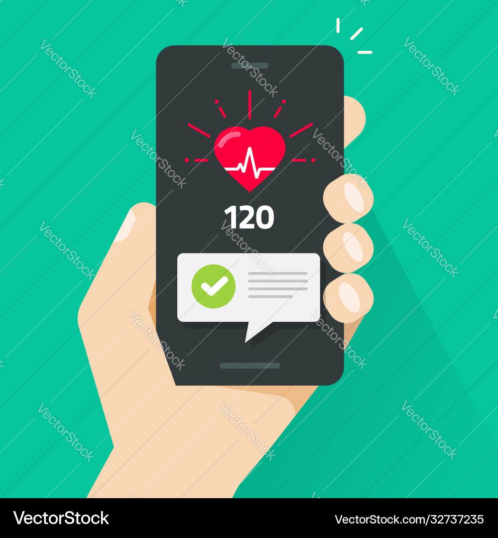 Heart health check test on mobile phone app Vector Image