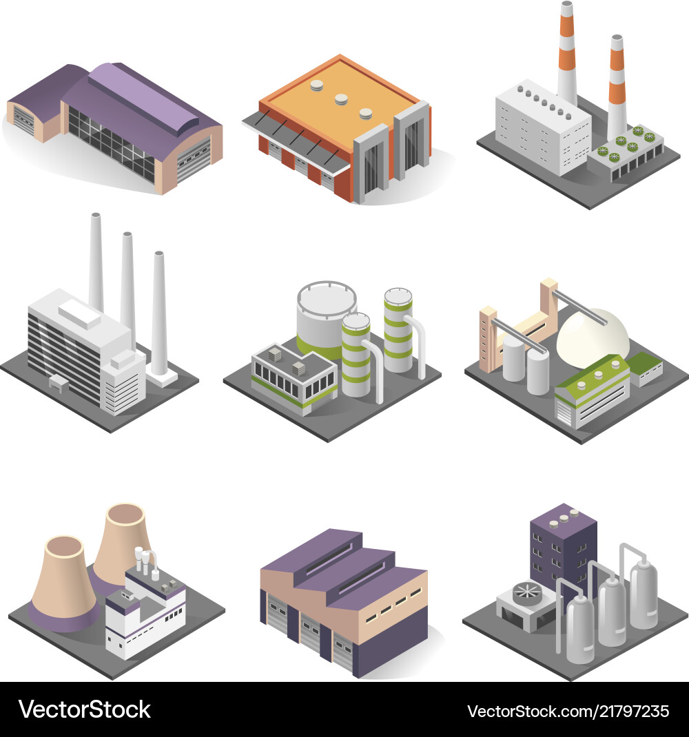 Industrial building and factory architecture Vector Image