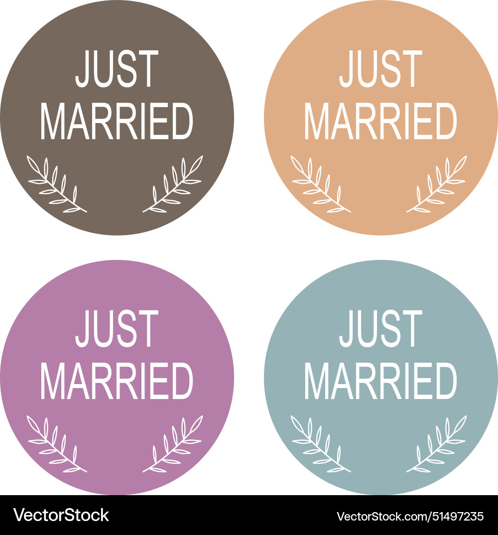 Just married vintage circle labels Royalty Free Vector Image