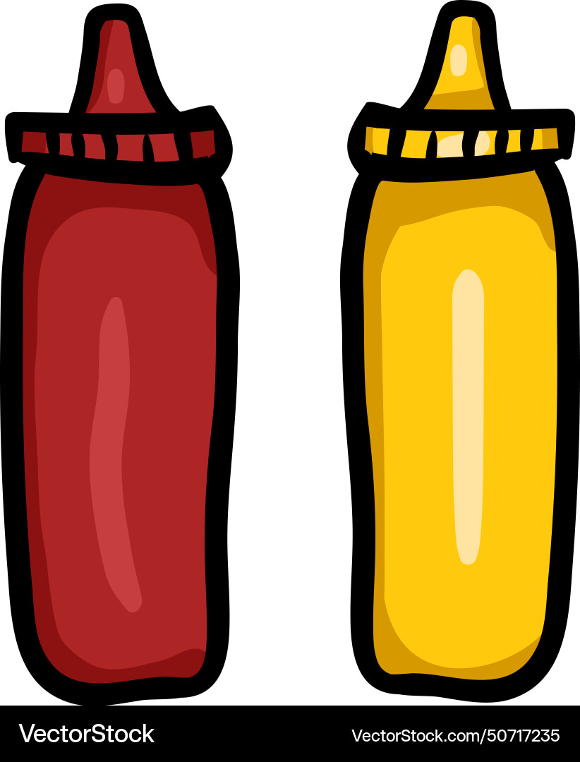 Ketchup and mustard hand drawn doodle icon Vector Image