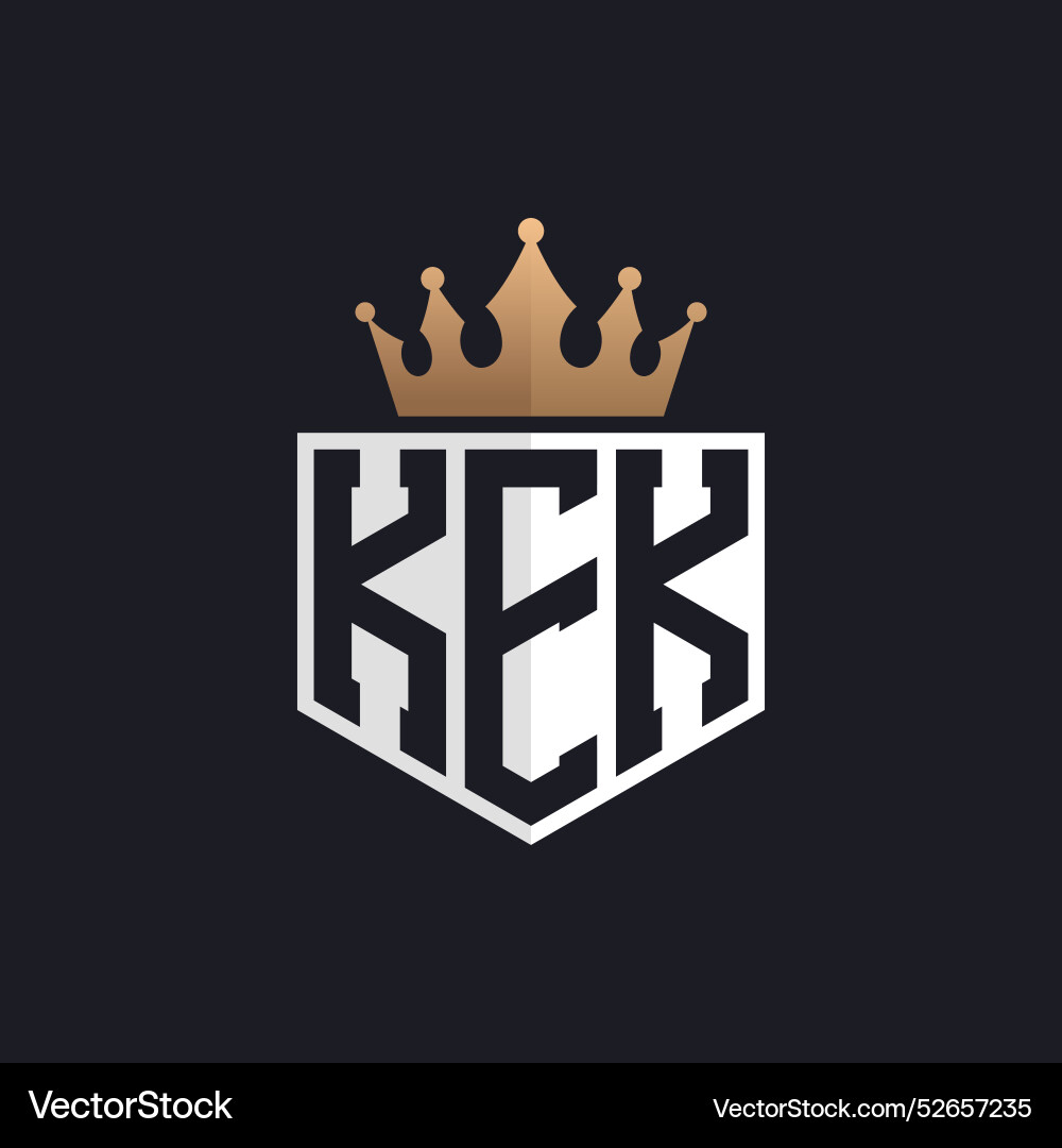 Luxury kek logo with crown elegant initials Vector Image
