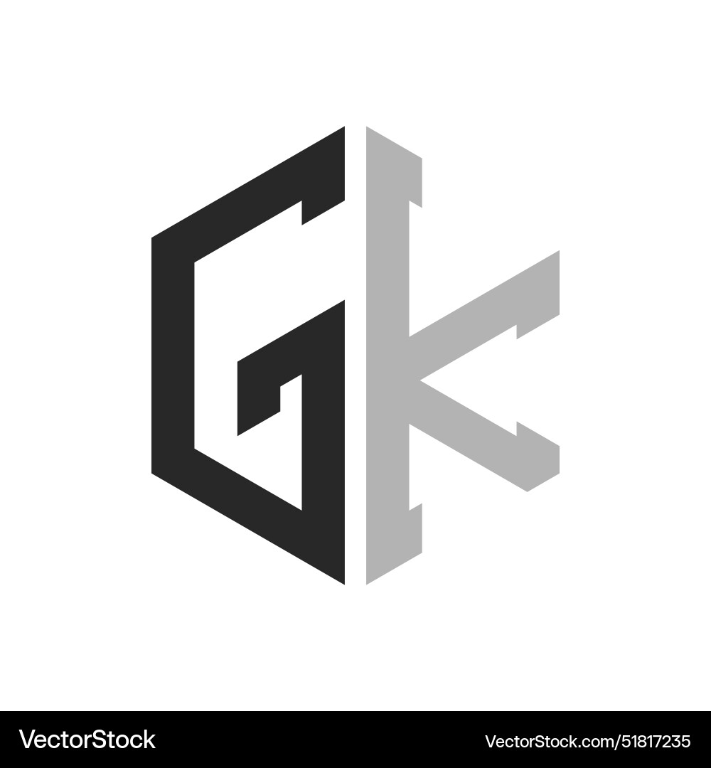 Modern unique hexagon letter gk logo design Vector Image