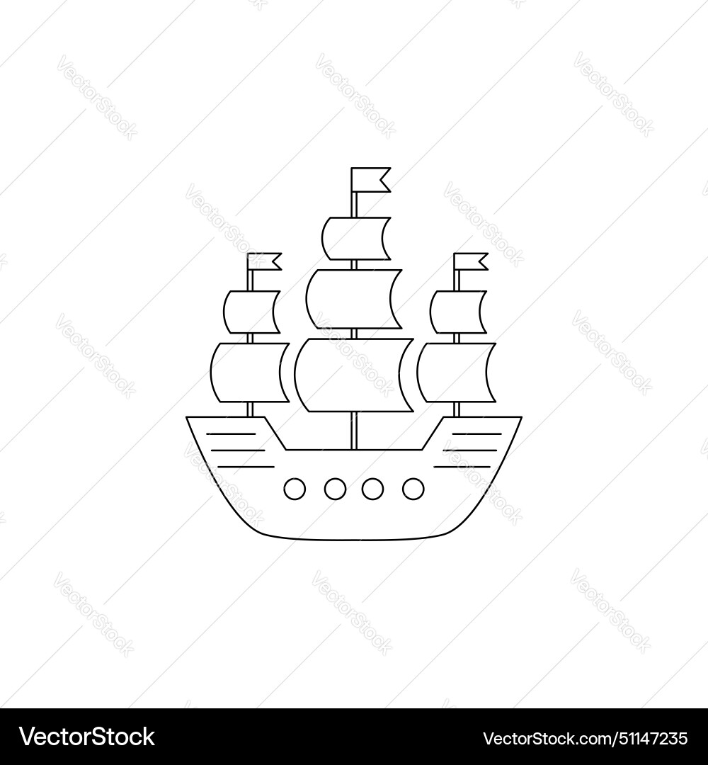 Sailboat ship icon in line art style on white Vector Image