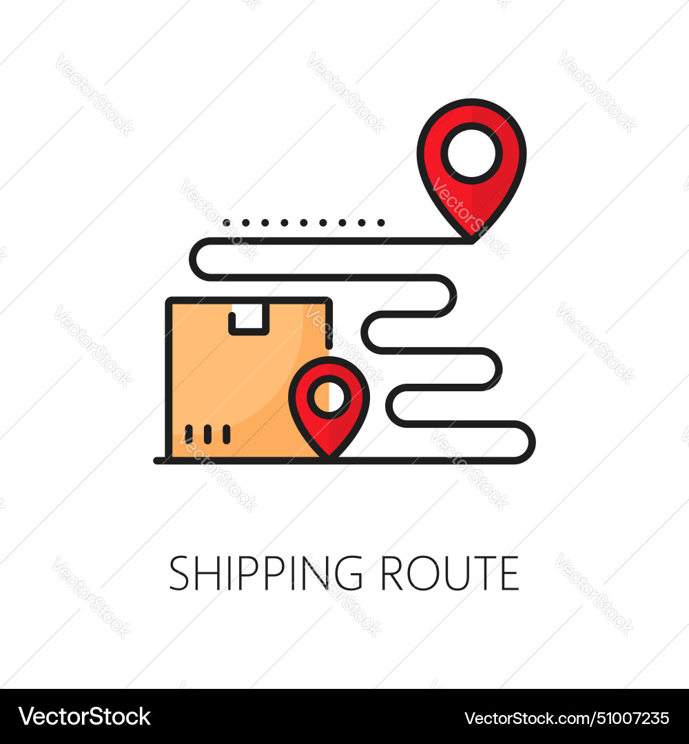 Shipping route line icon delivery box map pins Vector Image