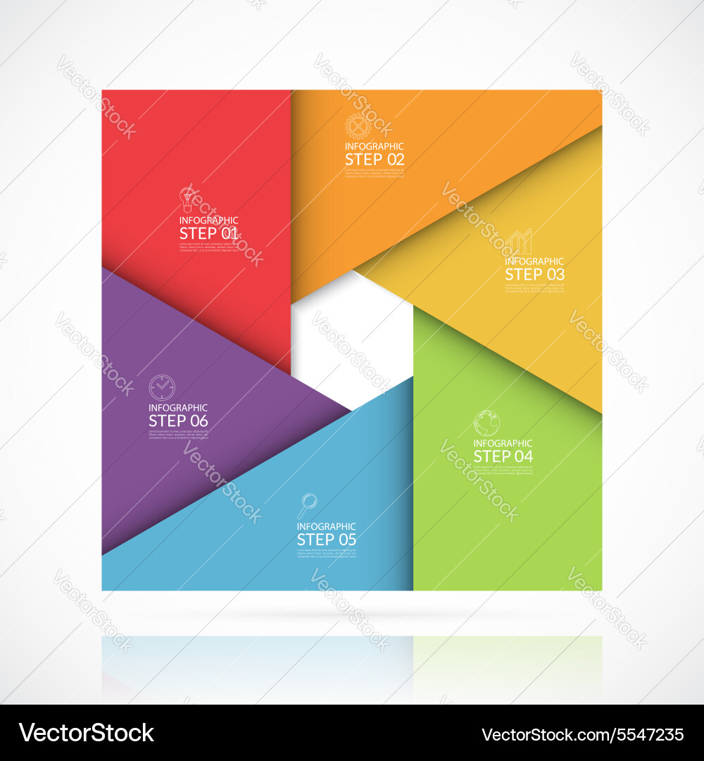 Square infographic template 6 steps Royalty Free Vector