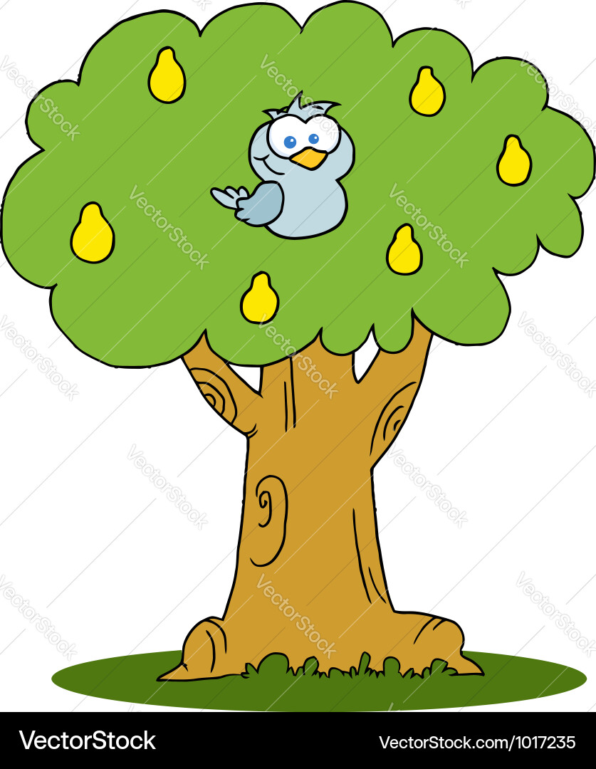 Yellow partridge in a pear tree Royalty Free Vector Image
